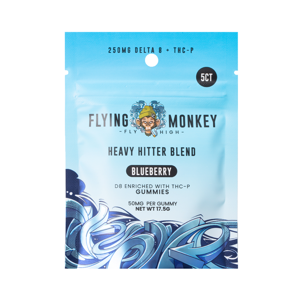 Flying Monkey Blueberry Heavy Hitter Blend D8 + THC-P 250mg Gummies ...