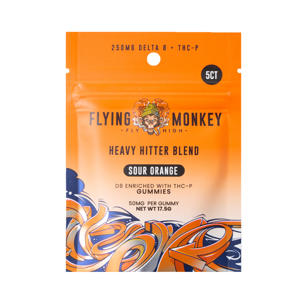 Flying Monkey Sour Orange Heavy Hitter Blend D8 + THC-P 250mg Gummies ...