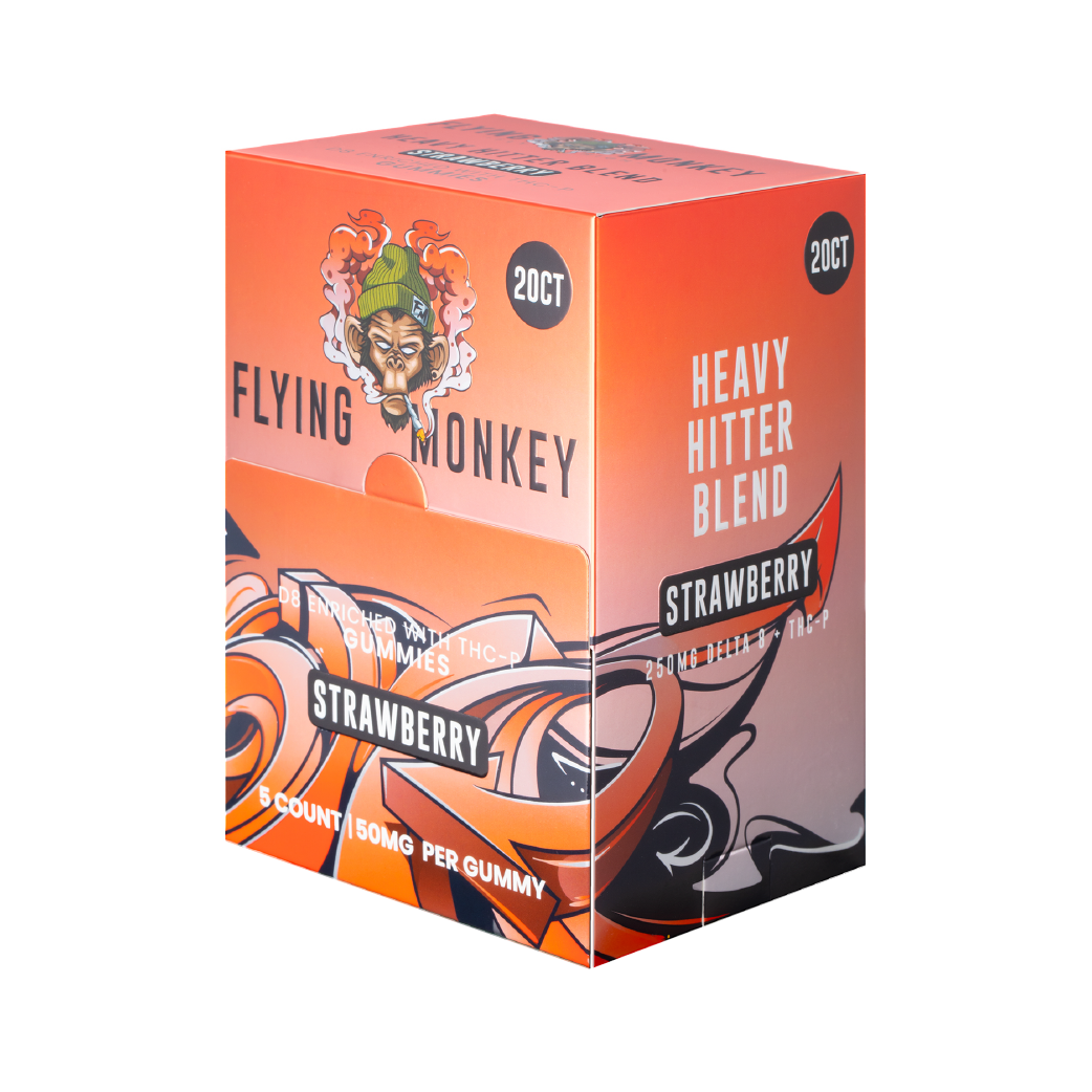Flying Monkey Strawberry Heavy Hitter Blend D8 + THC-P 250mg Gummies ...