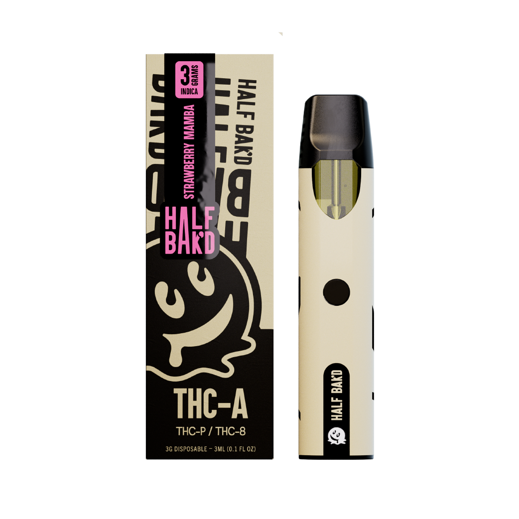 Half Bak'd Strawberry Mamba THC-A + THC-P + THC-8 3g Disposable – CBDDEALS