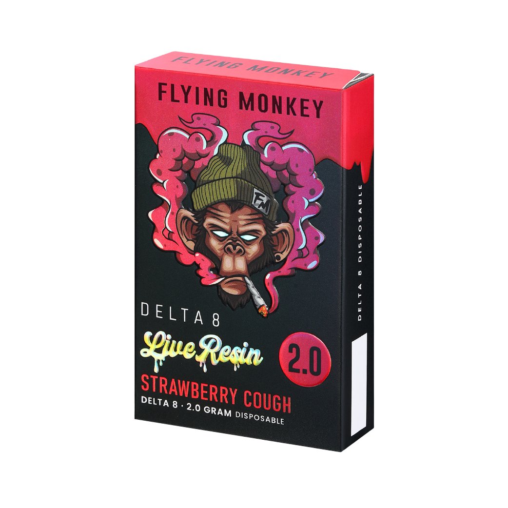 Flying Monkey Strawberry Cough D8 THC + Liquid Diamonds 2g Disposable ...